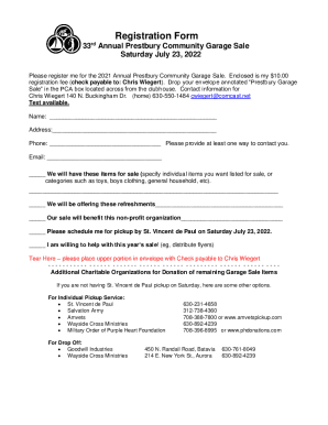 Fillable Online 2022-Garage-Sale-Registration-form. ... Fax Email Print ...