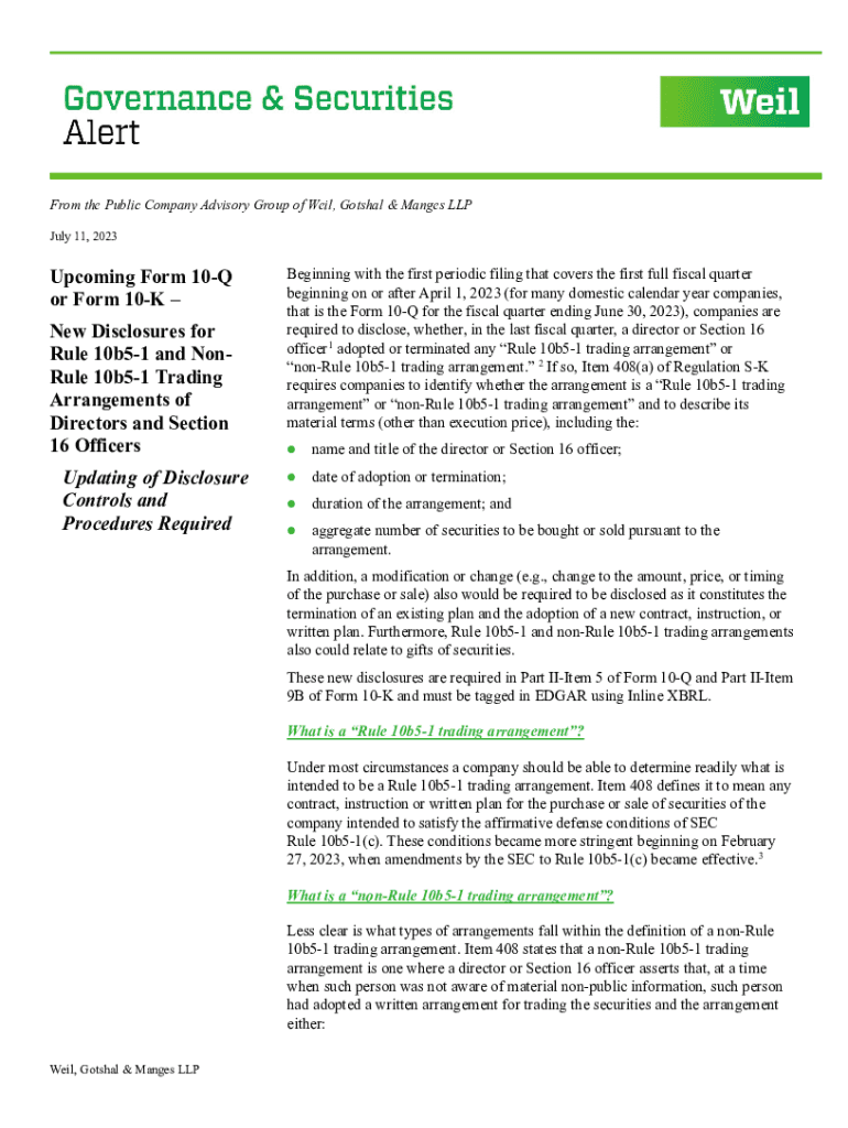 Fillable Online Upcoming Form 10-Q or Form 10-KNew Disclosures for Rule ...
