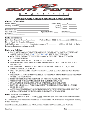 Fillable Online Birthday Party Registration Form .docx Fax Email Print ...