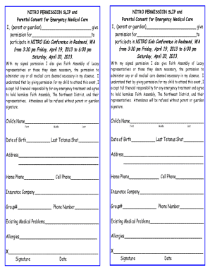 Fillable Online NITRO PERMISSION SLIP and Fax Email Print - pdfFiller