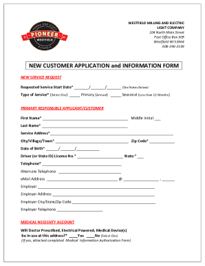 Fillable Online NEW CUSTOMER APPLICATION and INFORMATION FORM Fax Email Print - pdfFiller
