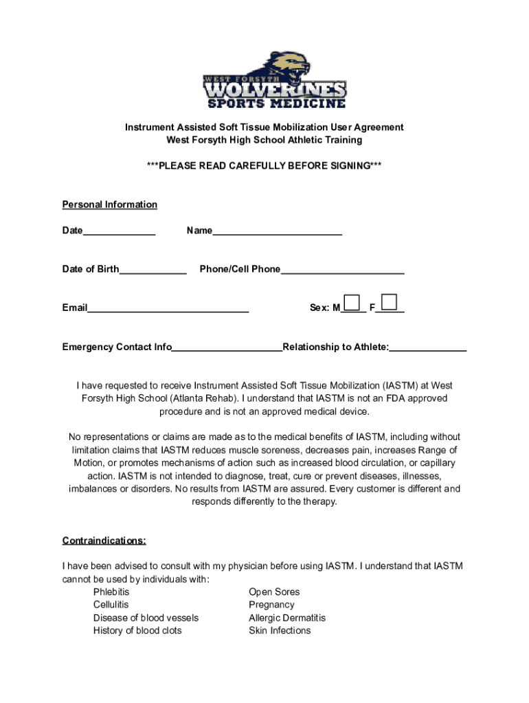 Fillable Online Instrument Assisted Soft Tissue Mobilization User Agreement Fax Email Print ...