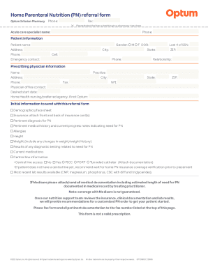 Fillable Online Home Parenteral Nutrition (PN) referral / Home start ...