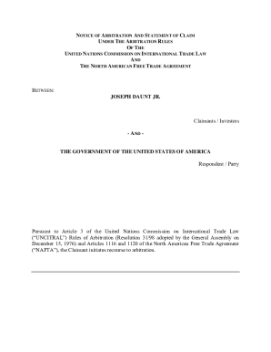 Fillable Online notice of arbitration and statement of claim Fax Email ...