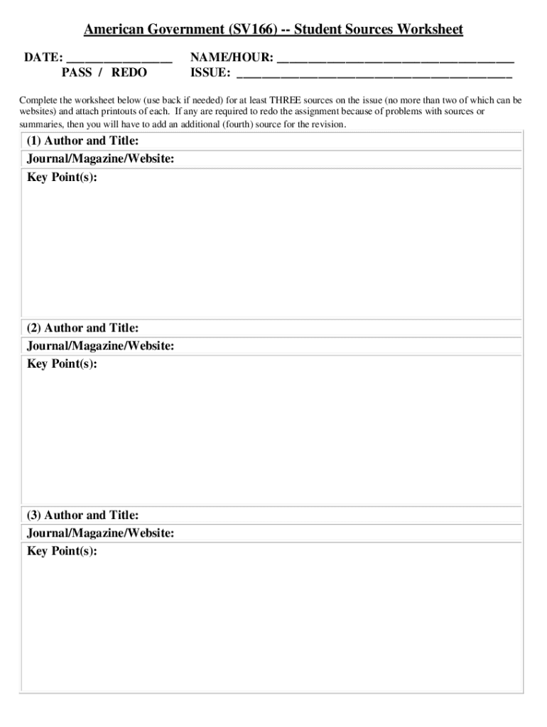 Fillable Online Student Sources Worksheet.docx Fax Email Print - pdfFiller