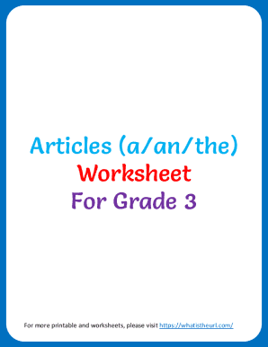 Fillable Online Articles (a, an and the) Worksheet for grade 3 ...