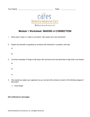 Fillable Online Module 1 Worksheet: MAKING A CONNECTION Fax Email Print ...