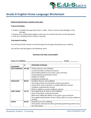 Fillable Online Grade 8 English Home Language Worksheet Fax Email Print ...
