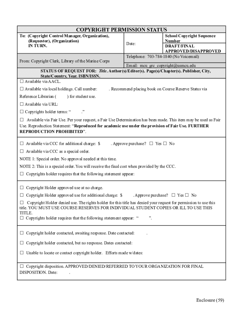 Fillable Online 59 Copyright Permission Status Form 5 May 21.docx Fax Email Print - pdfFiller
