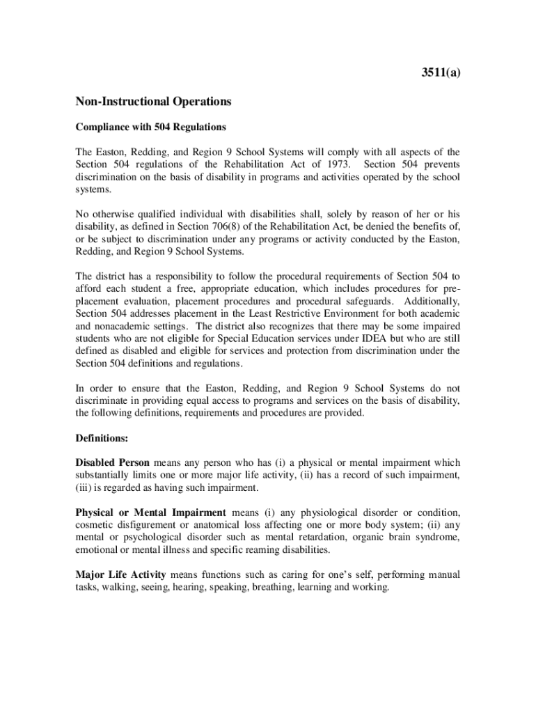 Fillable Online 3511 Compliance with 504 Regulations - Connect Suite ...