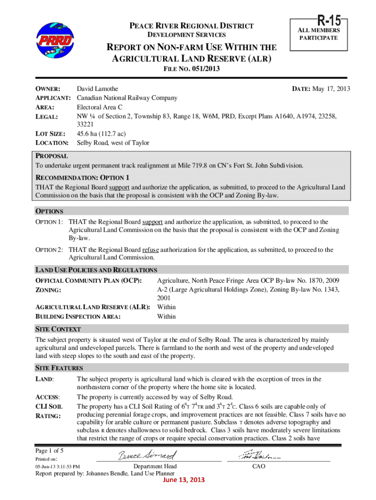 Fillable Online prrd bc Application for Non-Farm Use in the ALR, PRRD ...