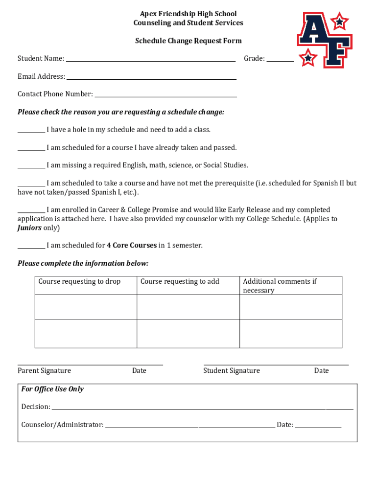 Fillable Online Forms - Apex High School Counselors - Weebly Fax Email Print - pdfFiller