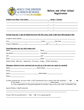 Fillable Online Before and After School Form 21-22 with morning care fee Fax Email Print - pdfFiller
