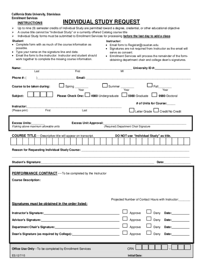 Fillable Online Individual Study Request Fax Email Print - pdfFiller