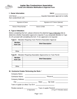 Fillable Online Condo Unit Alteration Notification & Approval Form Fax ...