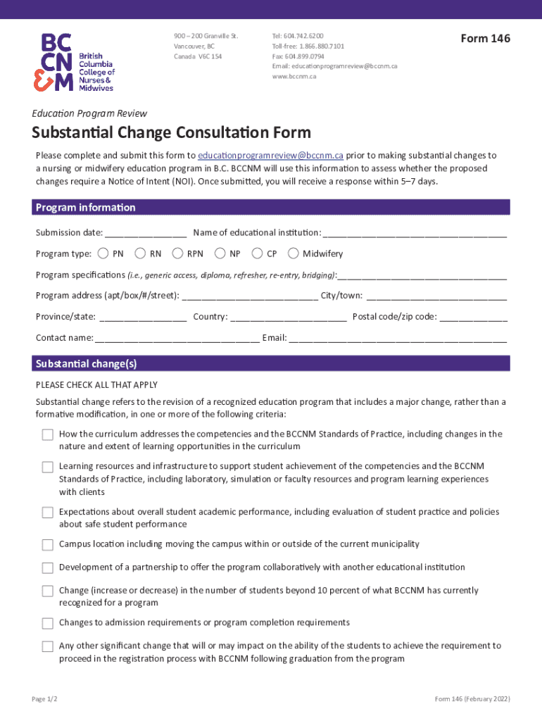 Fillable Online EPR Substantial Change Consultation Form Fax Email ...