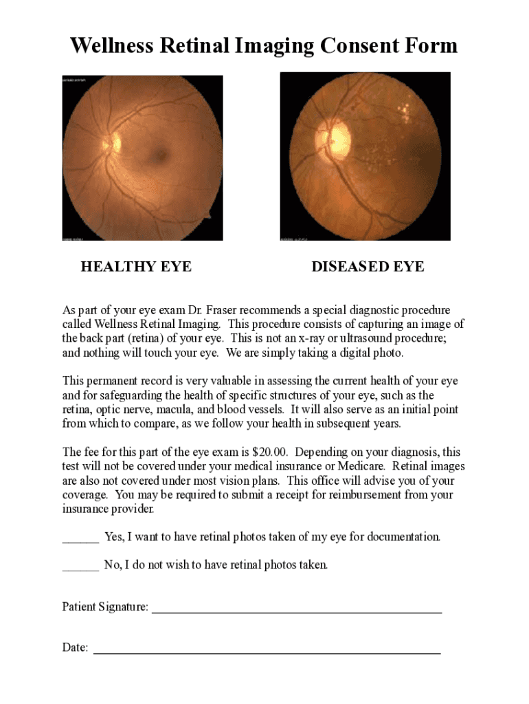 Fillable Online Wellness Retinal Imaging Consent Form - Family Focus, LLC Fax Email Print ...