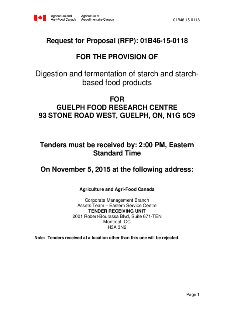 Fillable Online Request for Proposal (RFP): 01B46-15-0118 FOR THE ... Fax Email Print - pdfFiller