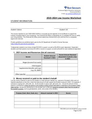 Fillable Online 2023-2024 Low Income Worksheet.docx Fax Email Print ...
