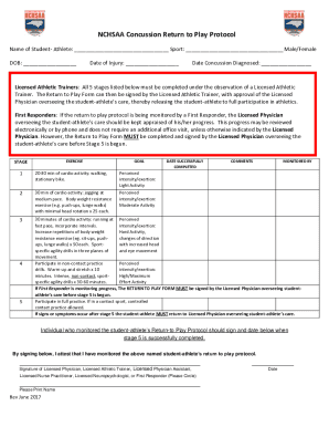 Fillable Online Return to play protocol nc Fax Email Print - pdfFiller