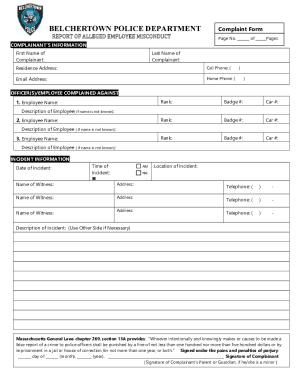 Fillable Online Police misconduct complaint form Fax Email Print ...