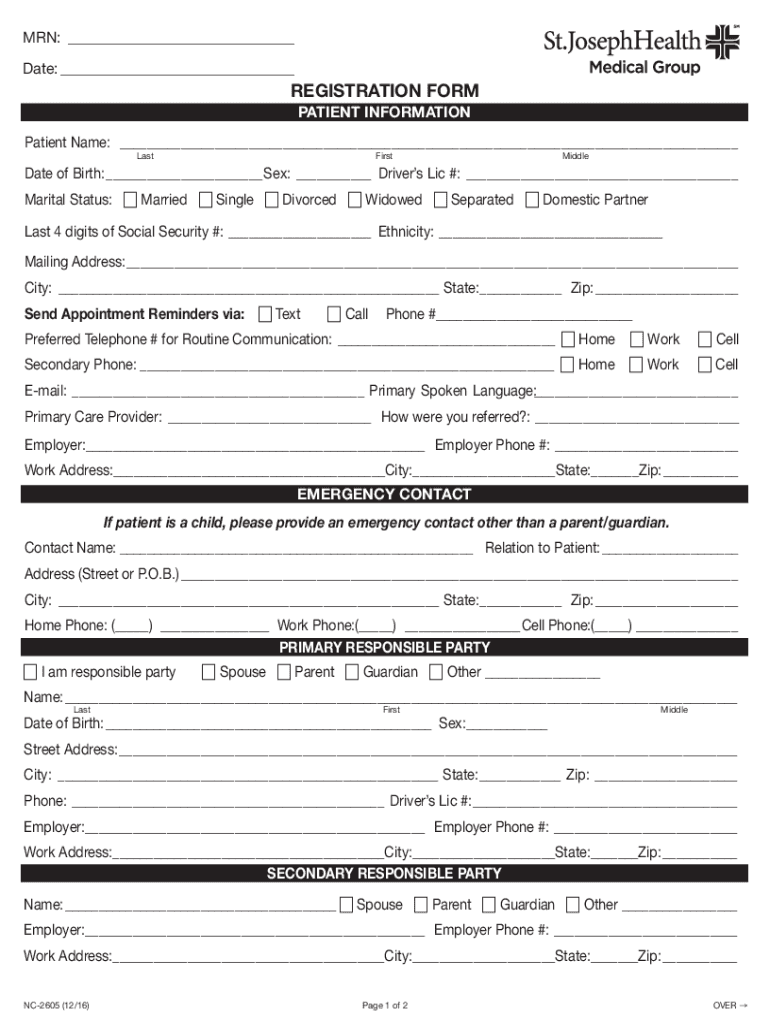 Fillable Online Patient FormsSt. Jude and St. Joseph Heritage Medical ...