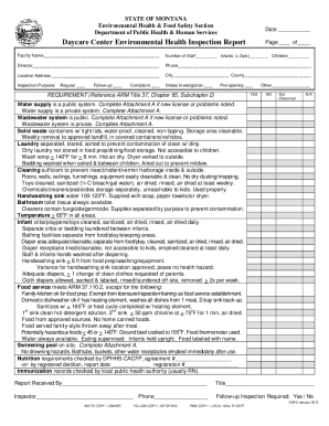 Fillable Online dphhs mt Daycare Center Environmental Health Inspection ...