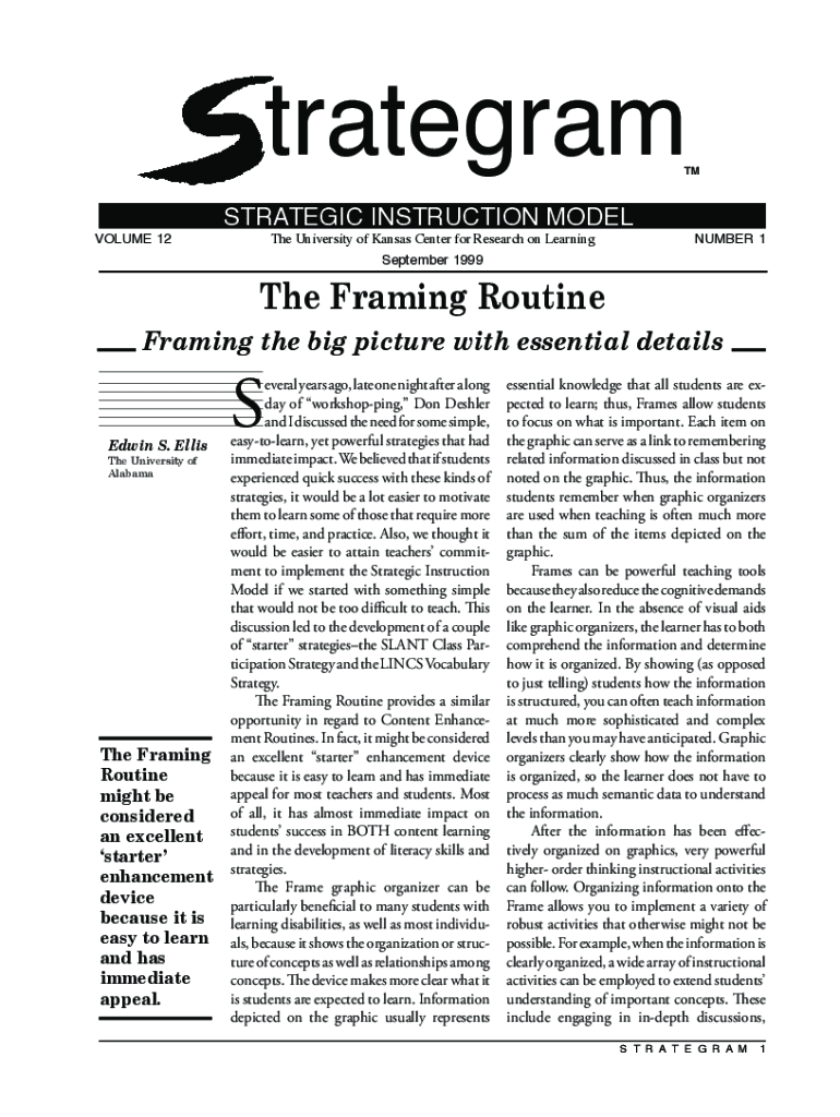 Fillable Online The Framing Routine: What Is It and Why Should You Try ...