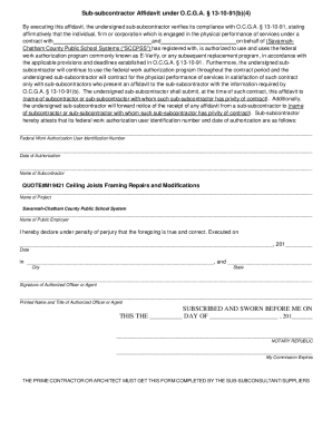 Fillable Online Sub-subcontractor Affidavit under OCGA13-10-91(b)(4) Fax Email Print - pdfFiller