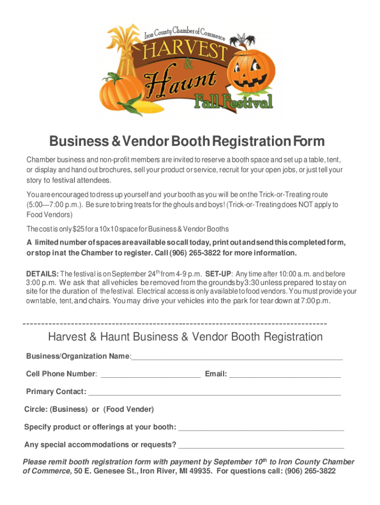Fillable Online Business & Vendor Booth Registration Form Fax Email ...