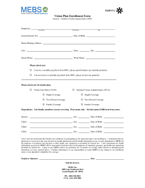 Fillable Online Vision Enrollment Form - COBRA.pdf Fax Email Print ...
