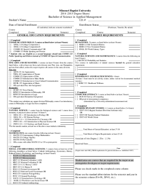 Fillable Online 2014 -2015 Degree Sheets Fax Email Print - pdfFiller