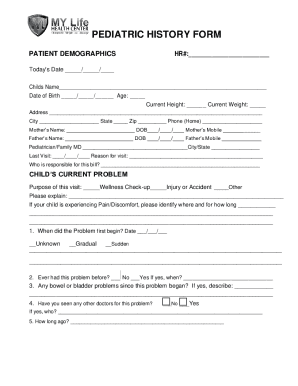 Fillable Online Pediatric Patient Demographic Form Template Fax Email Print - pdfFiller