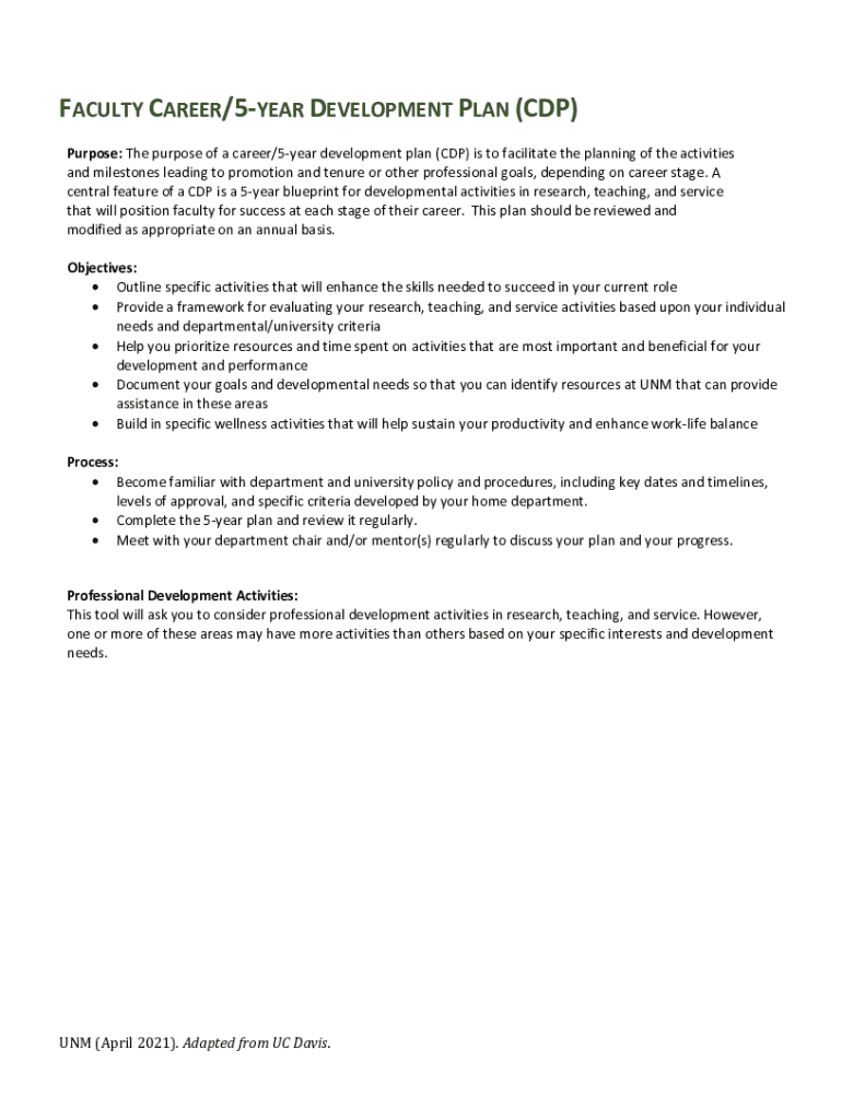 Fillable Online Career Development Plan (CDP): A Simple Guide to ...