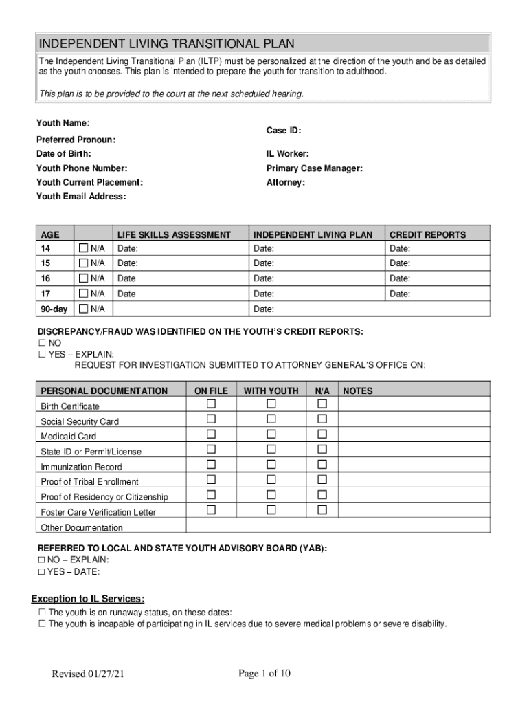 Fillable Online Planning for Independent Living and Transition to ...