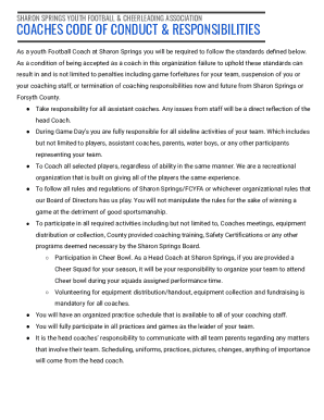 Fillable Online Coaches Code of Conduct and Responsibilities Fax Email ...