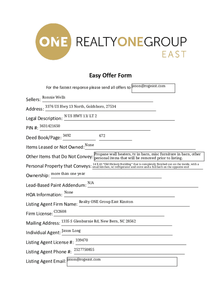 Fillable Online Easy Offer Form Fax Email Print - pdfFiller