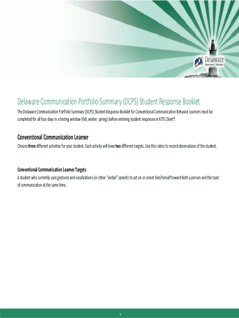 Fillable Online DCPS Student Response Booklet Conventional ...