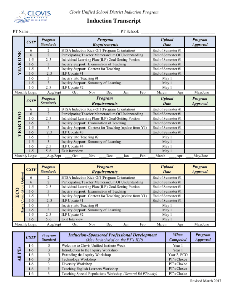 Fillable Online Induction Year One Transcript 2020-21 Fax Email Print ...