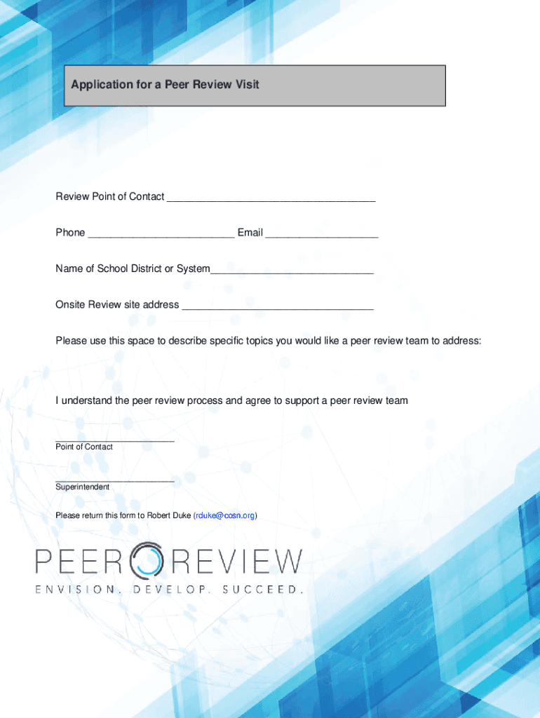 Fillable Online Application for a Peer Review Visit Fax Email Print - pdfFiller