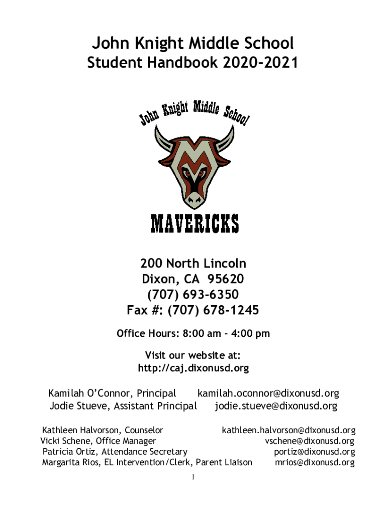 Fillable Online Student and Family ResourcesJohn Knight Middle School ...