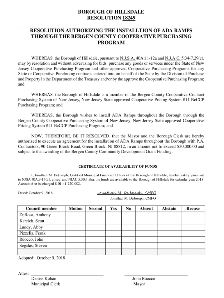 Fillable Online resolution re-authorizing the installation of ada ramps ... Fax Email Print ...