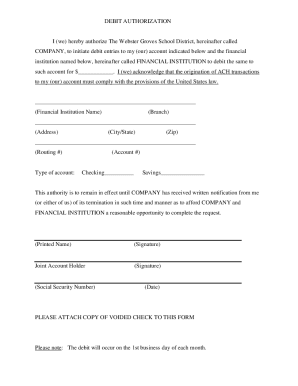 Fillable Online DEBIT AUTHORIZATION Fax Email Print - pdfFiller