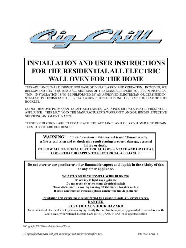 Fillable Online use and care manual for legacy wall ovens - American Range Fax Email Print ...