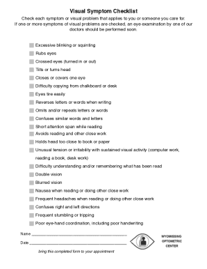 Fillable Online woc visual symptoms checklist Fax Email Print - pdfFiller