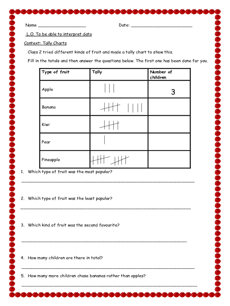 Fillable Online Tally Charts Class 2 tried Fax Email Print - pdfFiller