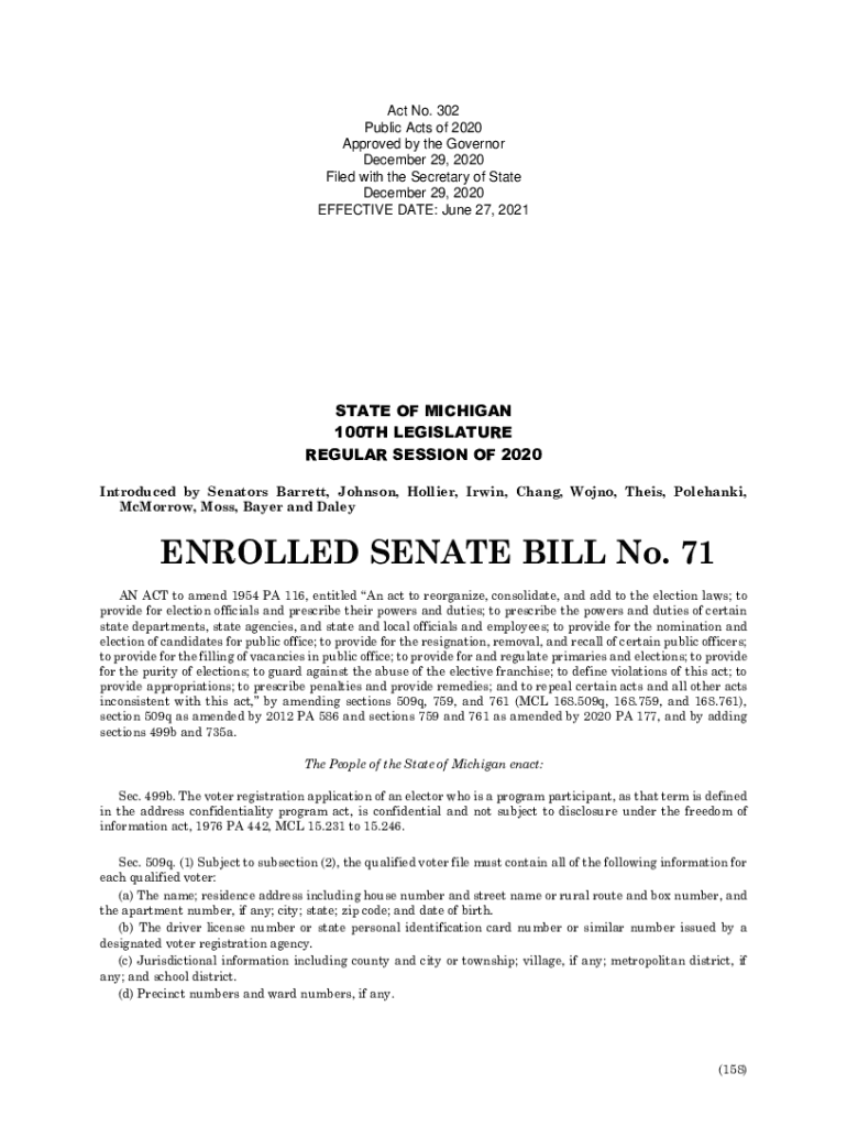 Fillable Online MCL Public Act Search - Michigan Legislature Fax Email ...