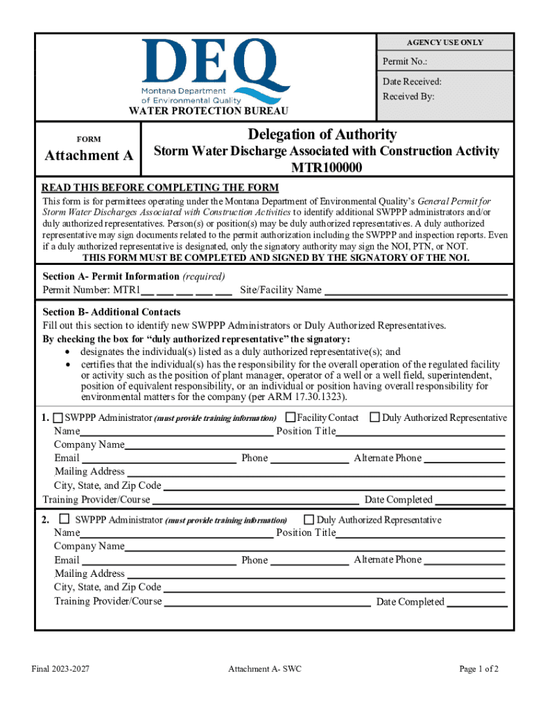 Fillable Online deq mt Storm Water Discharge Associated with ...