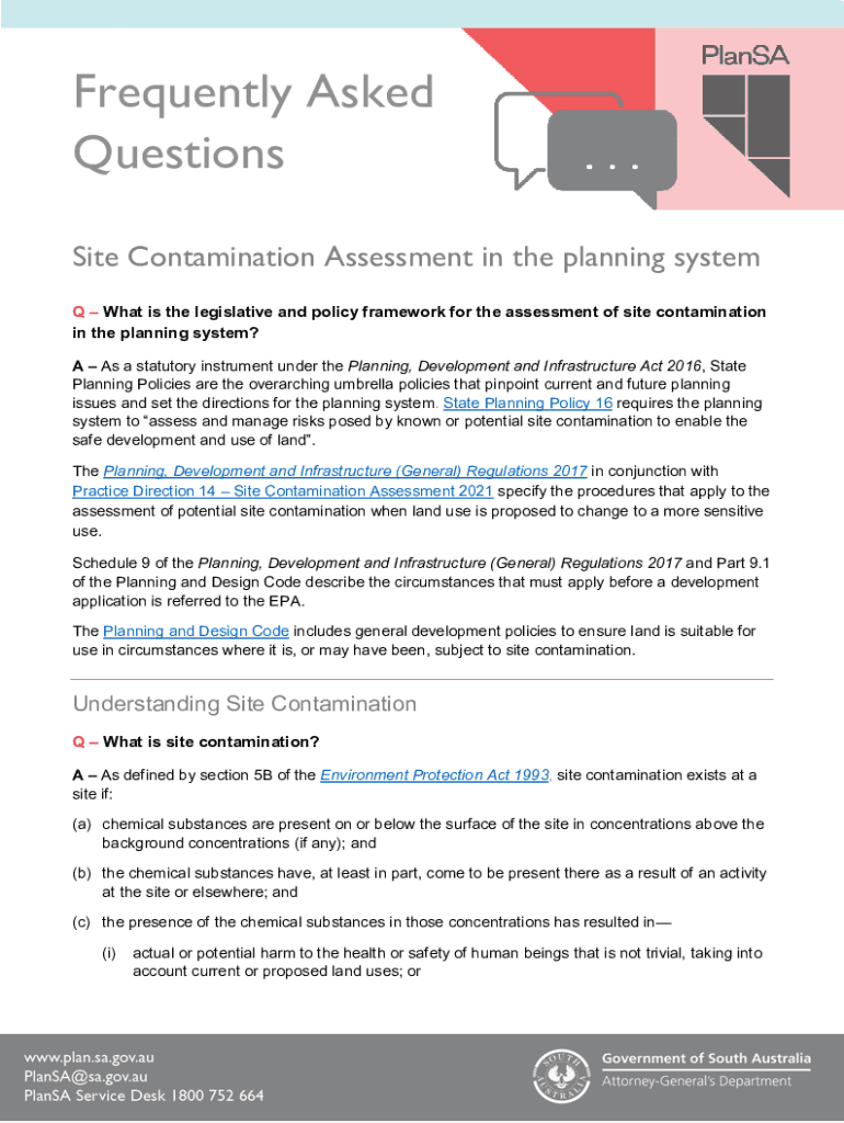 Fillable Online FAQ - Site Contamination Assessment in the planning ...