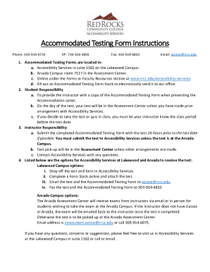 Fillable Online Accommodated Testing Form Instructions Fax Email Print ...